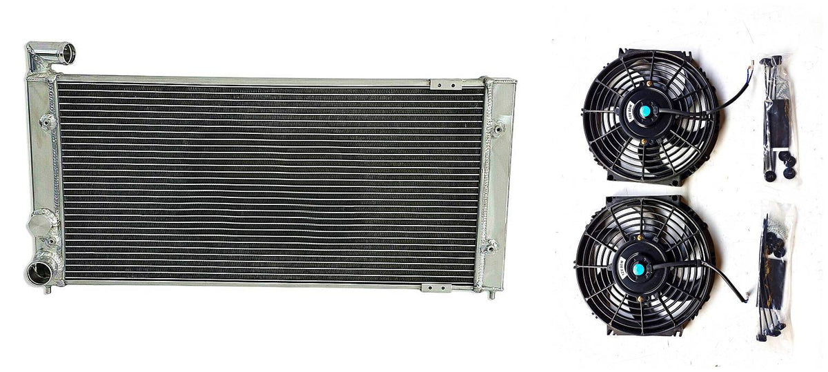 GPI Aluminum radiator + fans for VW Golf 2 & Corrado VR6 Turbo Manual ...
