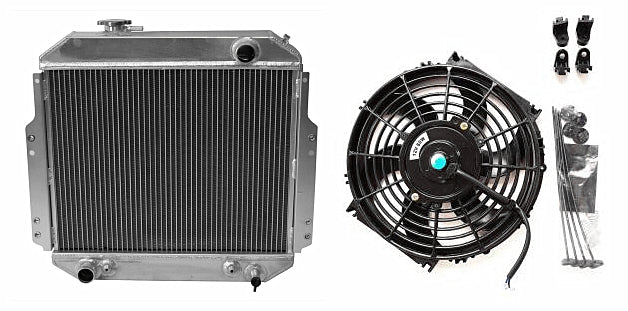2 Row Aluminum radiator & fan For 1988-1992 Nissan Forklift A10-A25 H2 ...